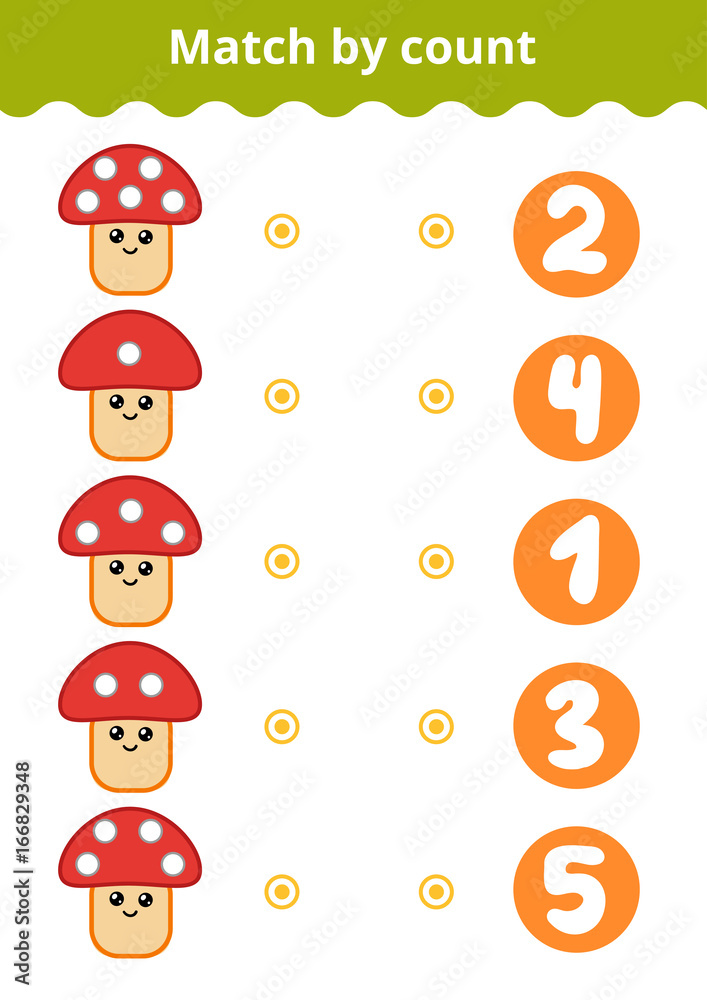 Counting Game for Preschool Children. Count the points on the mushroom ...