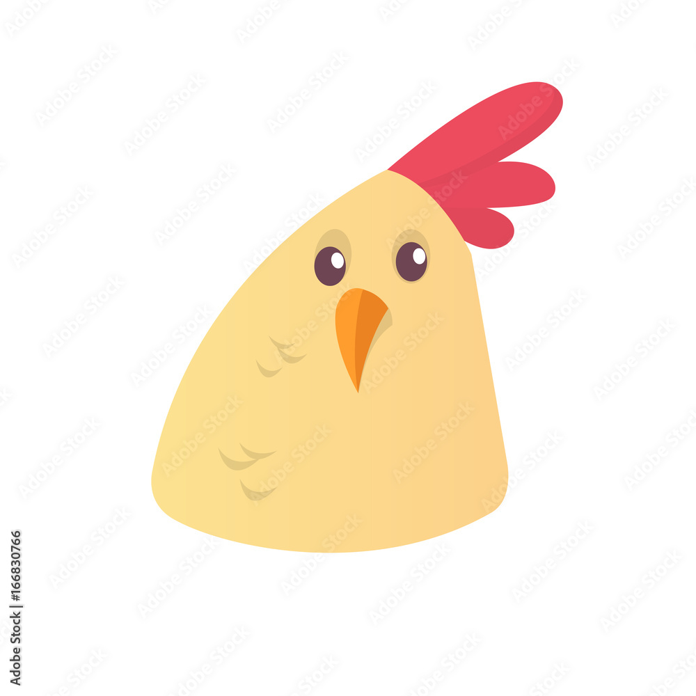 Cartoon cute chicken icon. Vector illustration of a cool white chicken ...