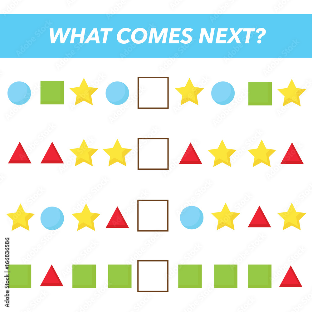 What comes next. Vector illustration. Preschool kindergarten worksheet ...