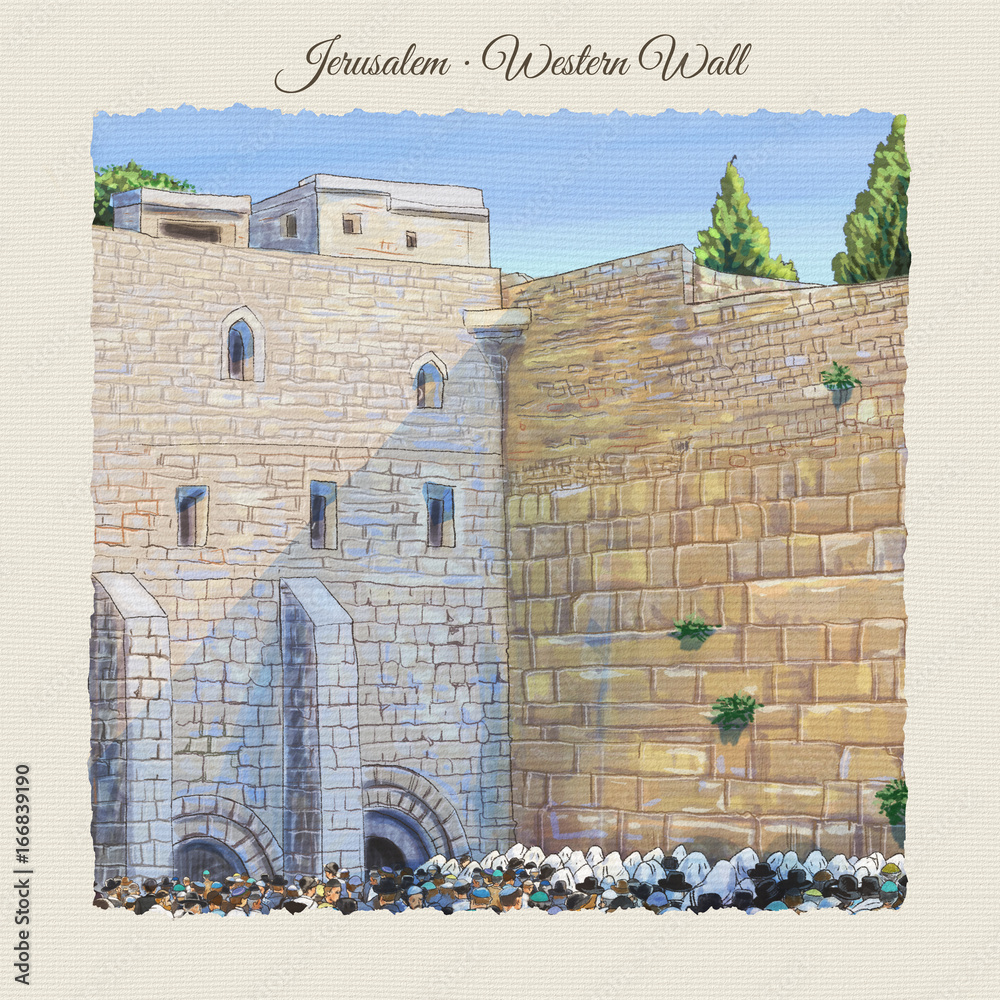 Western Wall Jerusalem, prayer. David's city - old city of Jerusalem ...