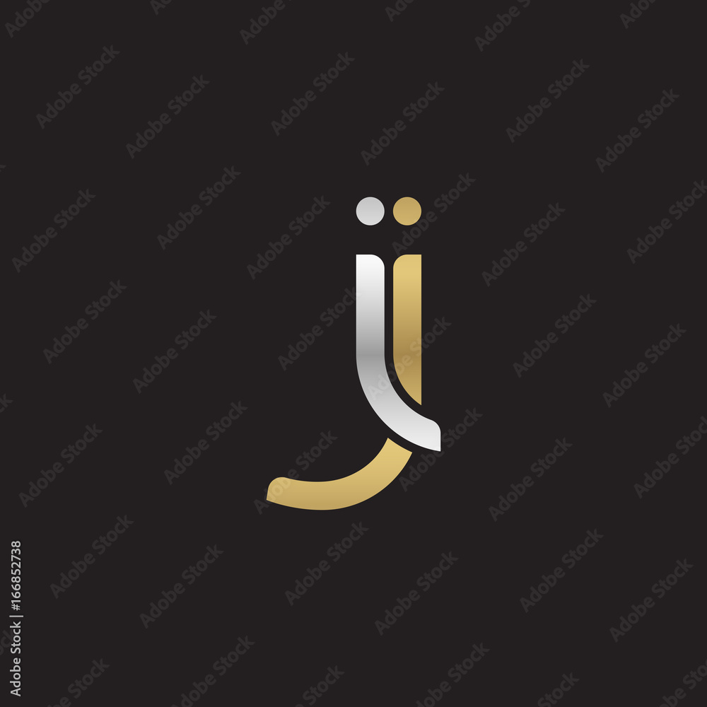 Initial lowercase letter ij, linked overlapping circle chain shape logo ...