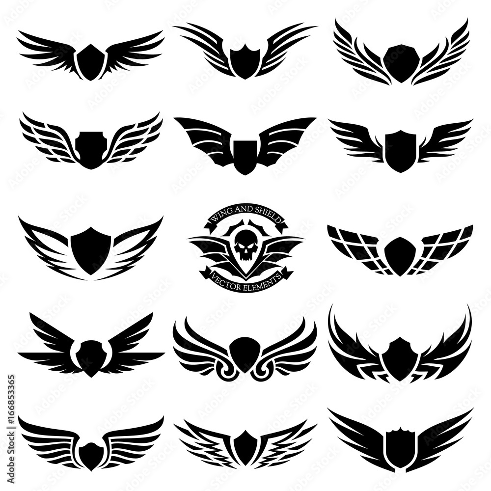 Wings logo elements, Wing icon design collection, vector illustrations ...