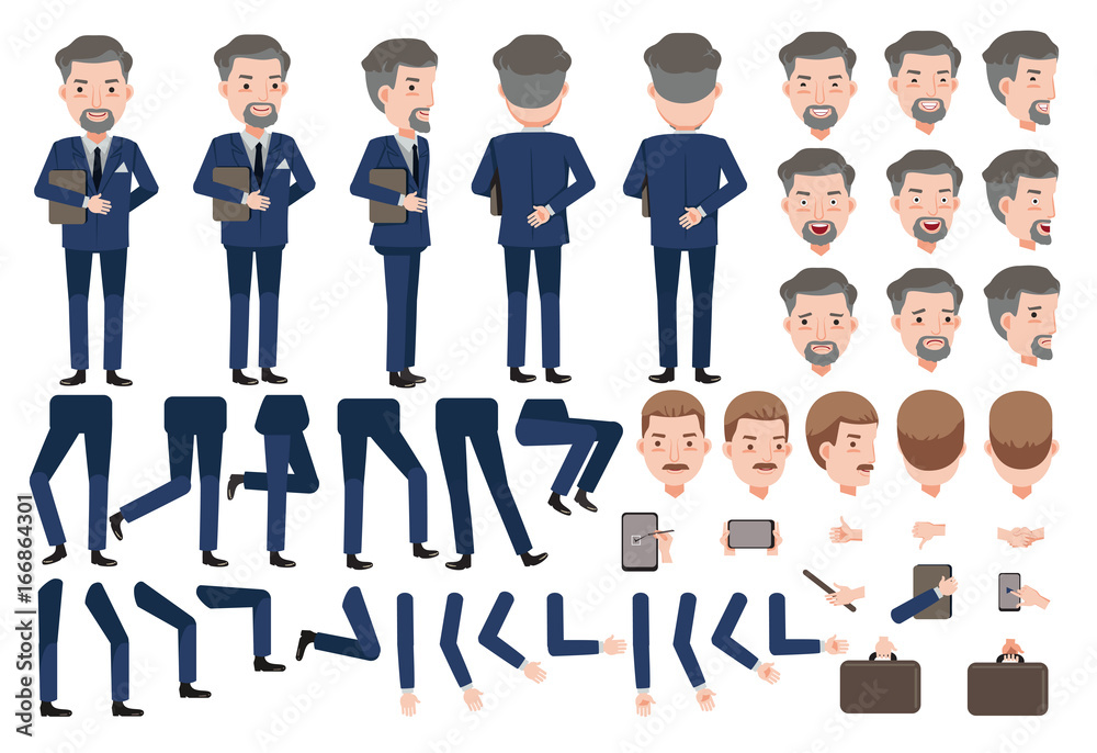 hotel manager creation set. animated character. Icons with different ...