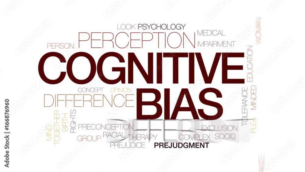 Cognitive bias animated word cloud, text design animation. Kinetic ...