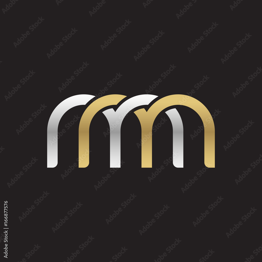 Initial lowercase letter mm, linked overlapping circle chain shape logo ...