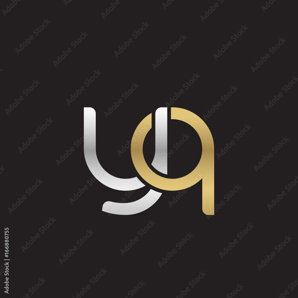Initial lowercase letter yq, linked overlapping circle chain shape logo ...