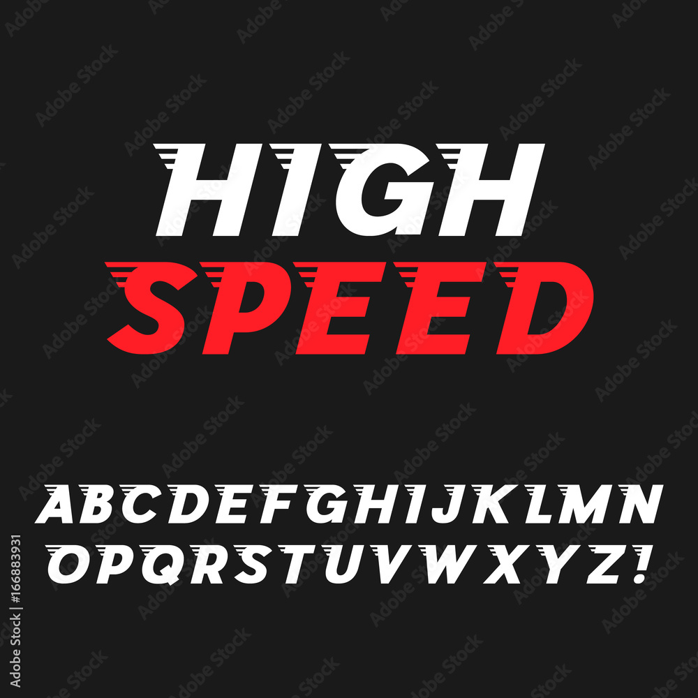 Vetor de Speed. Dynamic Italic Font. Sans Serif Typeface. Letters ...