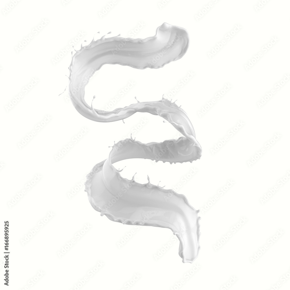 milk splash, milk Spiral Flow isolate on white Background with Clipping ...