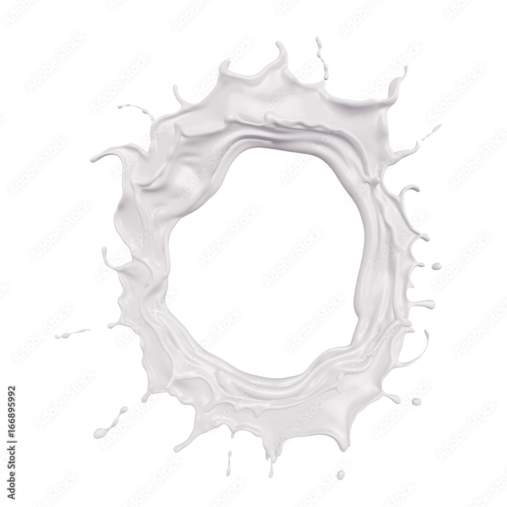 Round milk, Milk splash circle, white milk isolated on white background ...
