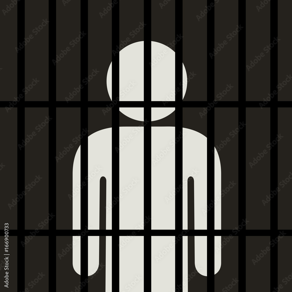 Symbol of man is behind bars in the dark place - criminal and ...