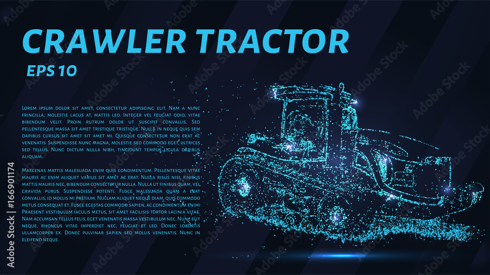 Crawler tractor consists of points. Particles in the form of a crawler ...
