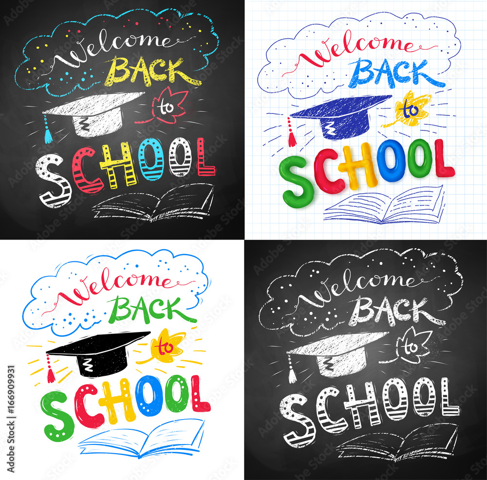 Collection of Welcome Back to School posters Stock Vector | Adobe Stock