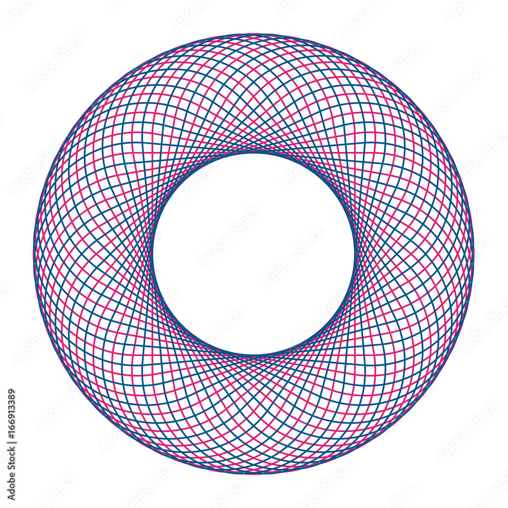 Circle Guilloch in vector. Circle border frame, blue and ped round lace ...