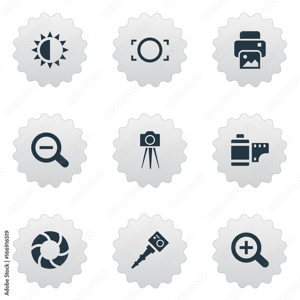 Vector Illustration Set Of Simple Photography Icons. Elements Movable ...