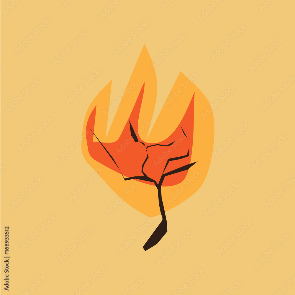 Minimalistic vector illustration of a Bible scene: burning bush. Scene ...