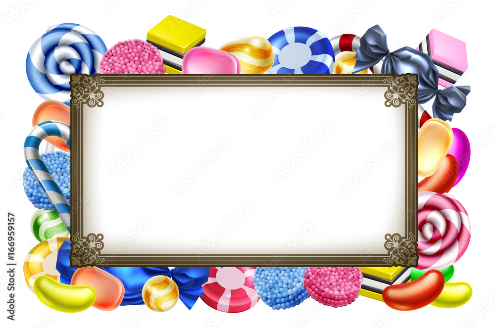 Candy Sweets Background Frame Sign Stock Vector | Adobe Stock