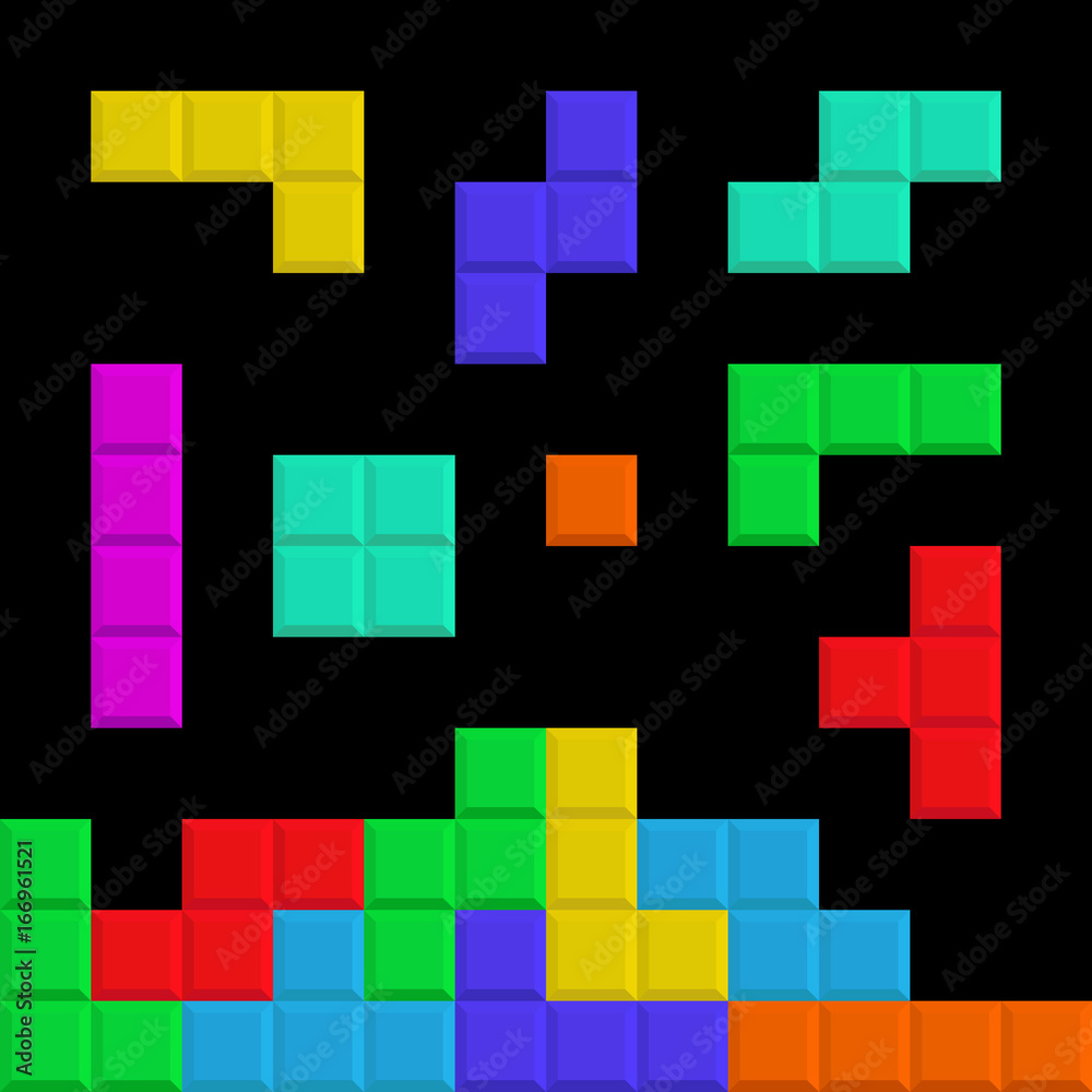 Tetris elements. Brick pieces. Game background. Stock Vector | Adobe Stock