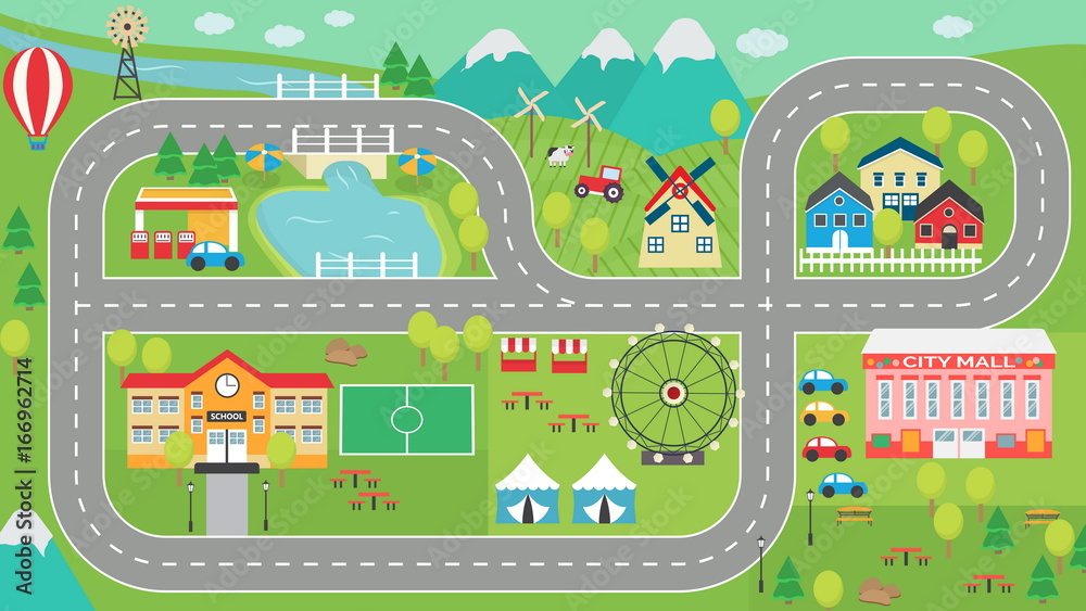 Car track play placemat HD Stock Vector | Adobe Stock