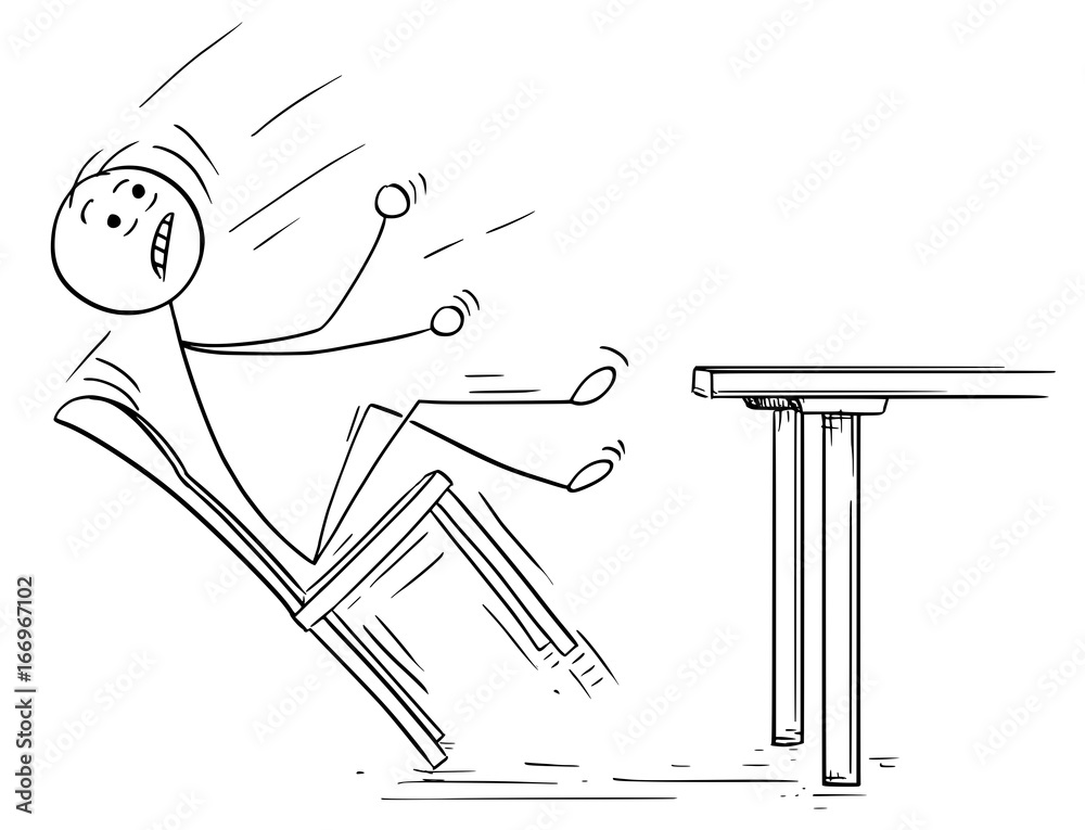 Cartoon Illustration of Man Rocking and Falling with Chair Stock Vector ...