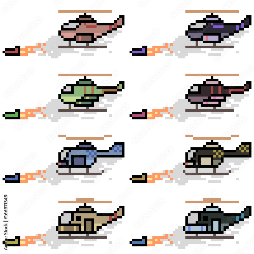 vector pixel art helicopter missile Stock Vector | Adobe Stock