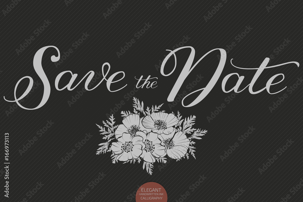 Hand drawn lettering - Save the date. Elegant modern handwritten ...
