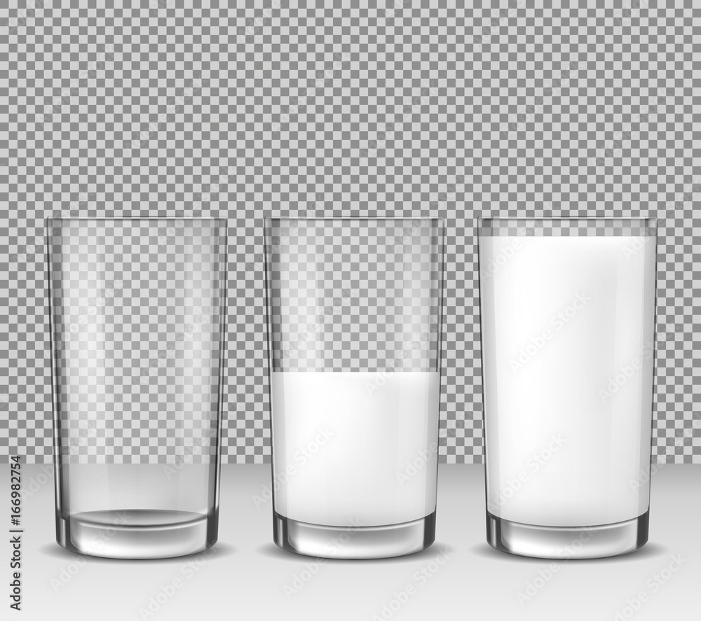 Set of vector realistic illustrations, isolated icons, glass glasses ...