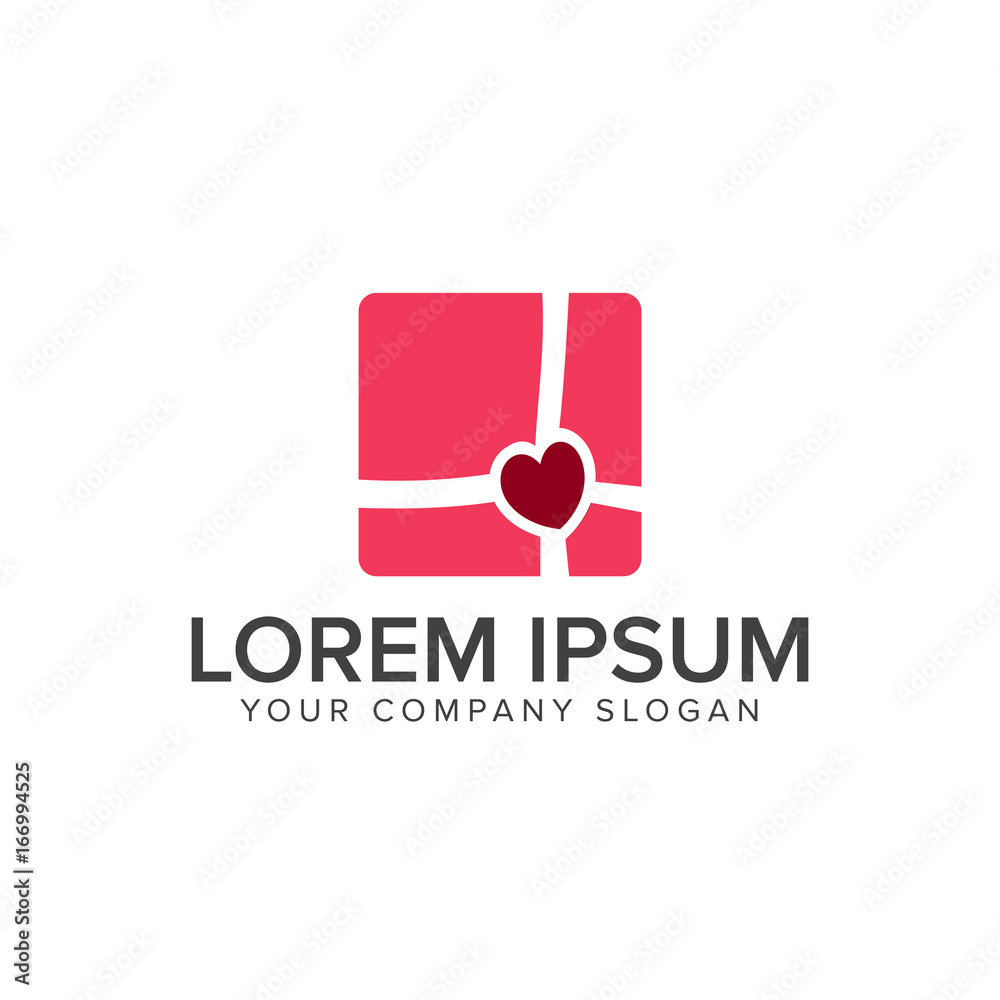 Gift box Love logo design concept template Stock Vector | Adobe Stock