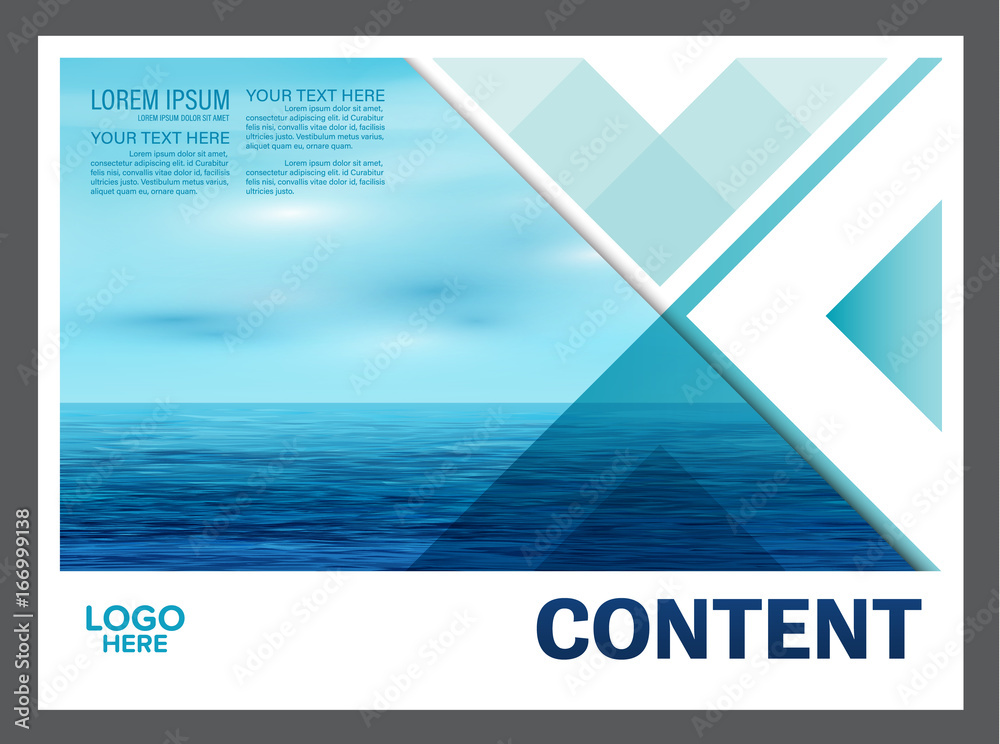 Seascape and blue sky presentation layout design template background ...