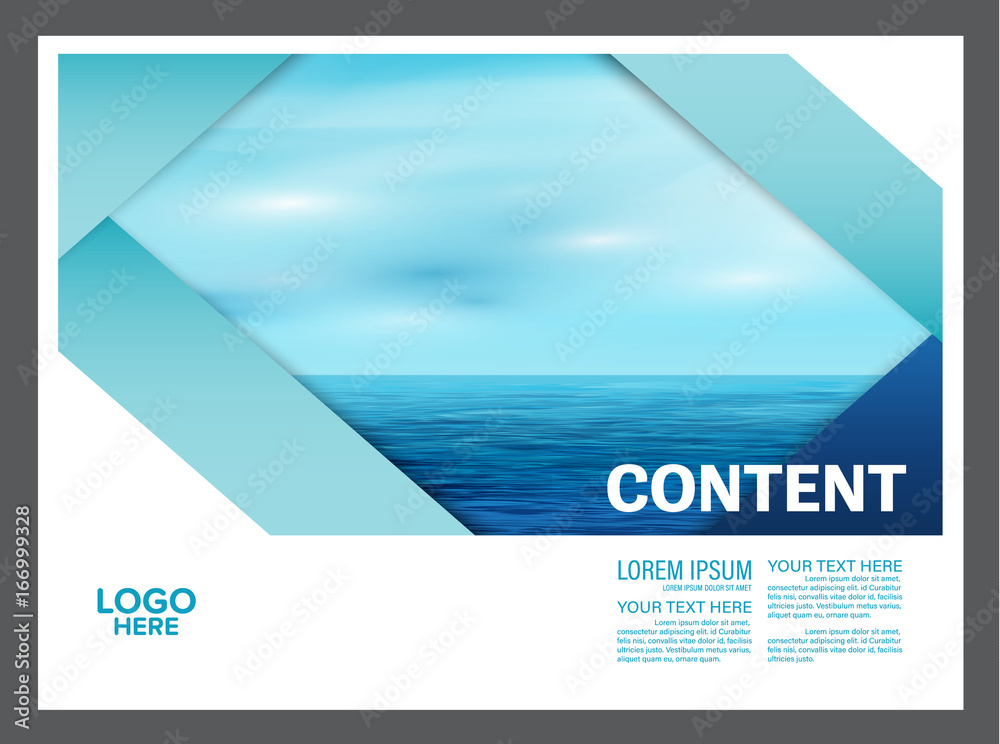 Seascape and blue sky presentation layout design template background ...
