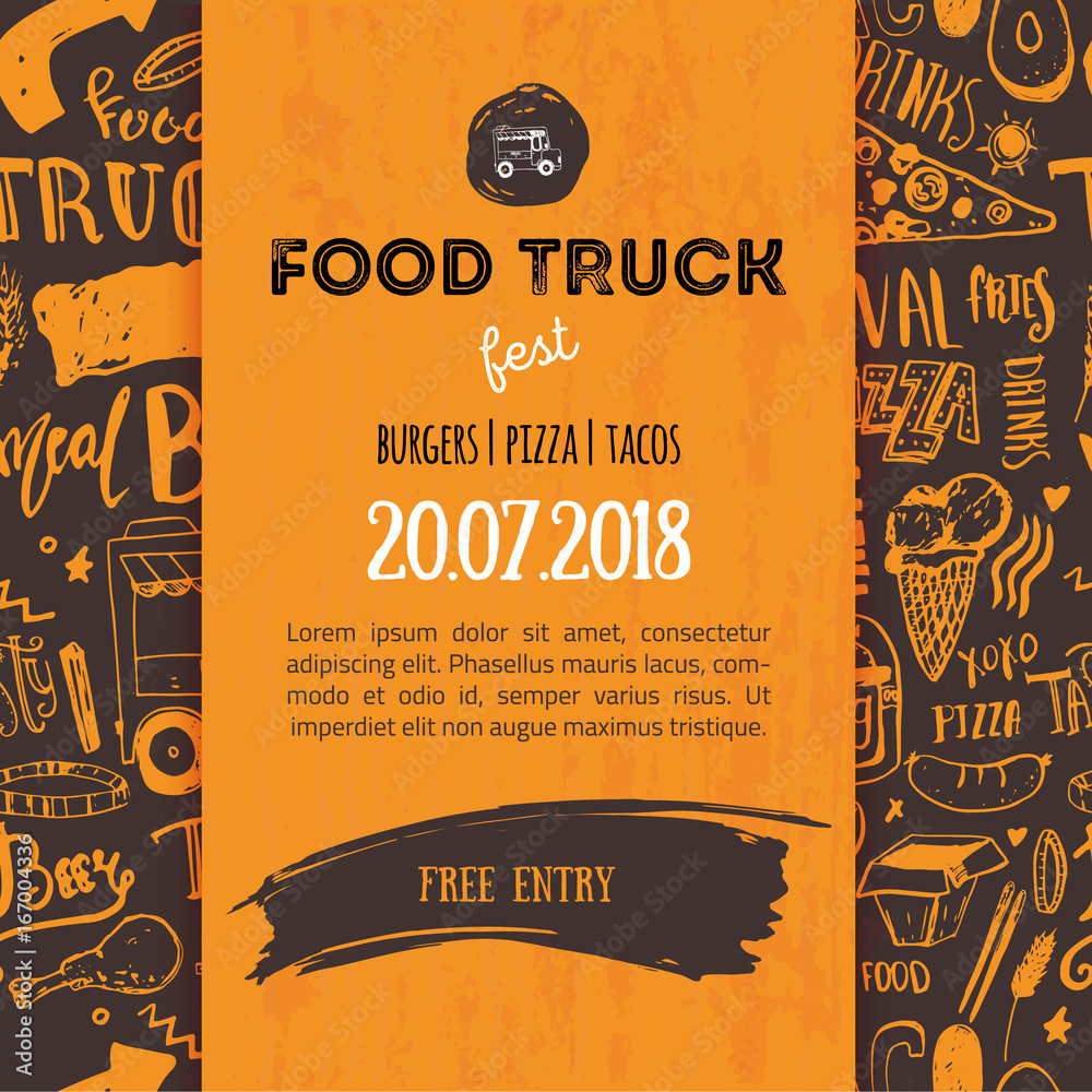 Street junk food festival menu cover design. Festival Design template ...