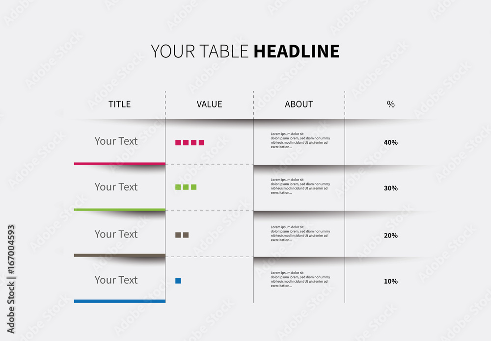Infographic Table Layout with Progress Bars Stock Template | Adobe Stock