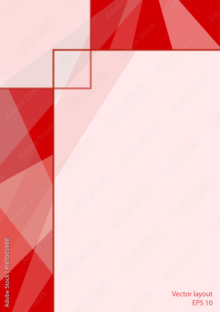Cover layout design. Abstract geometric red background, text place ...