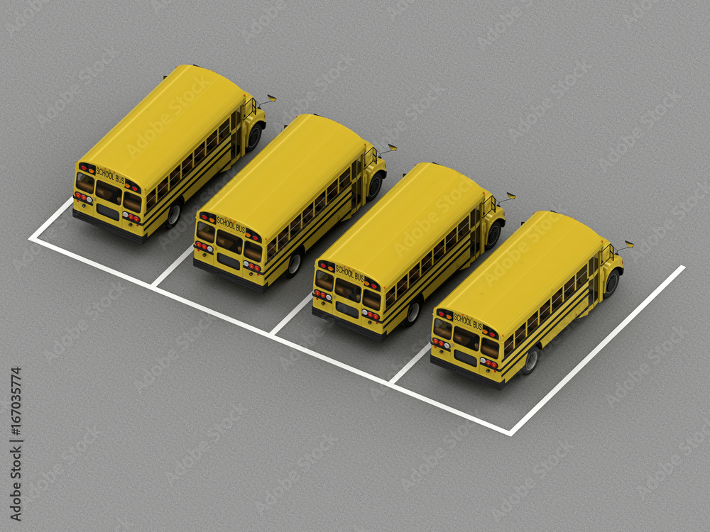 School bus parking Orthographic view Stock Photo | Adobe Stock