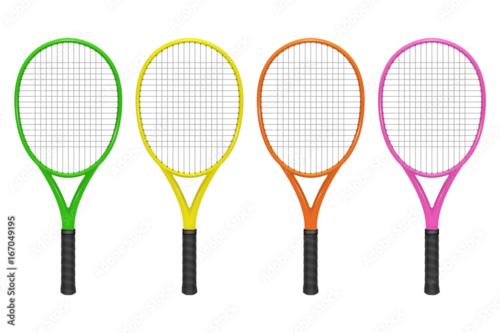 Vector realistic tennis racket set, closeup isolated on white ...
