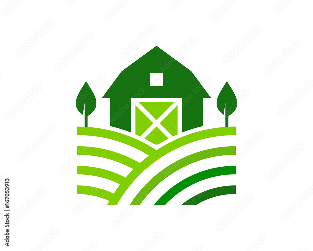 Vetor de Green Farm Icon Logo Design Element do Stock | Adobe Stock
