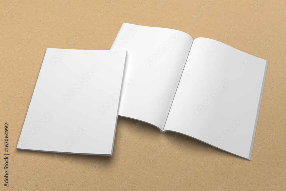 Brochure 3D illustration mockup on recycled paper texture No. 1 Stock ...
