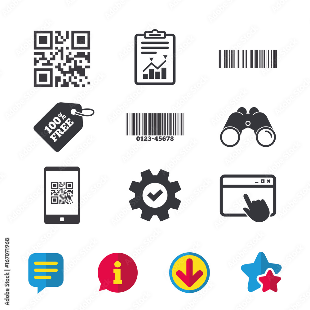 Bar and Qr code icons. Scan barcode symbol. Stock Vector | Adobe Stock