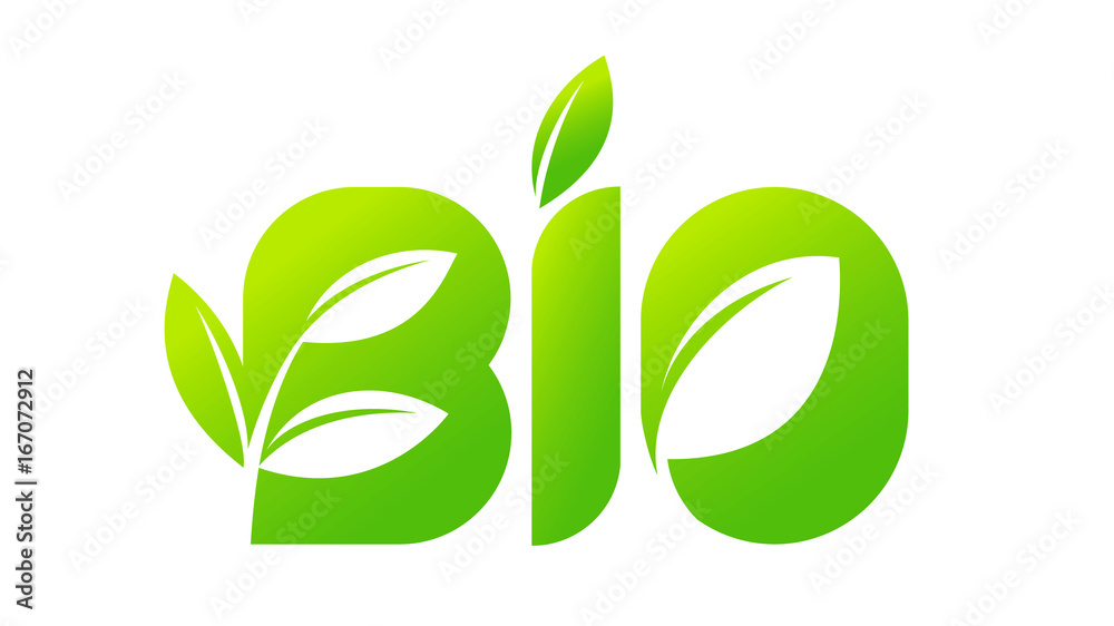 Emblem of BIO, organic, natural green logo with a leaf of a plant ...