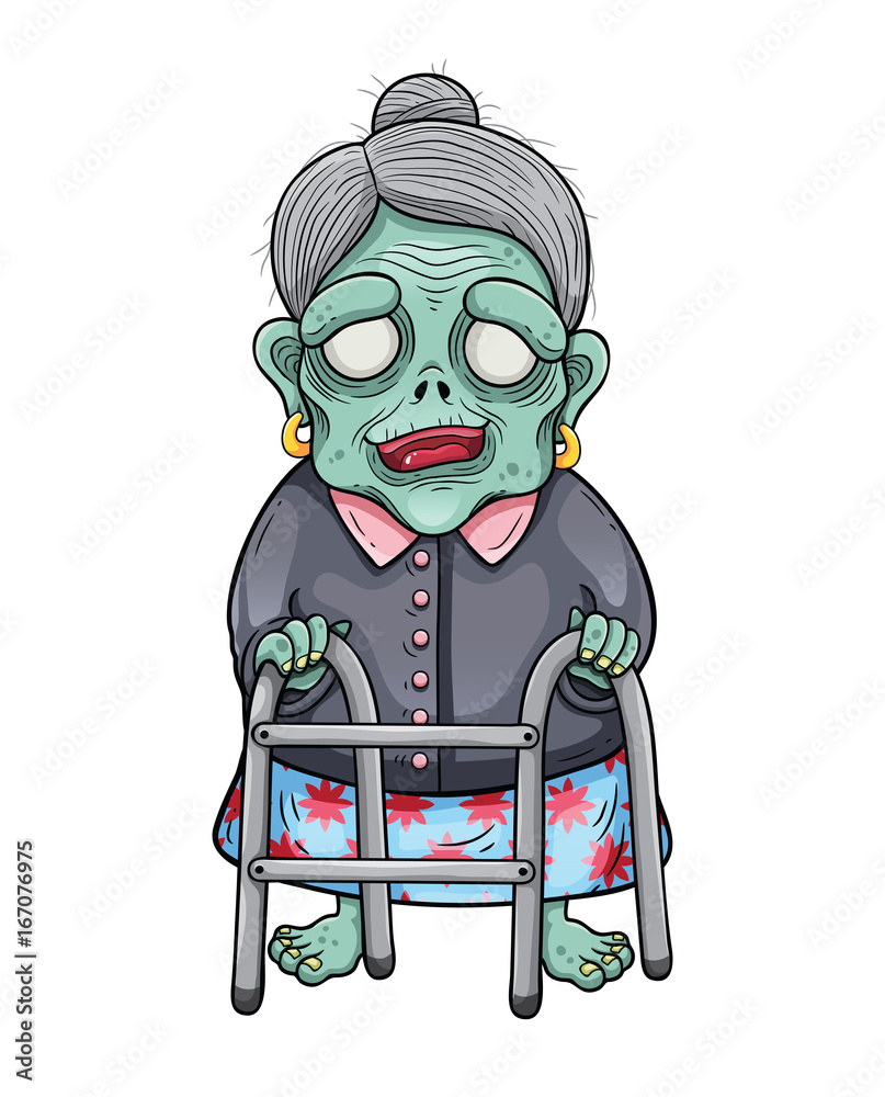 Cartoon zombie grandmother Stock Vector | Adobe Stock