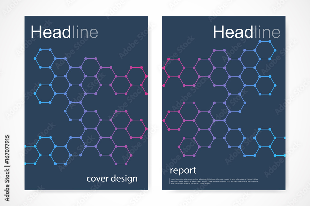 Scientific brochure design template. Vector flyer layout, Molecular ...