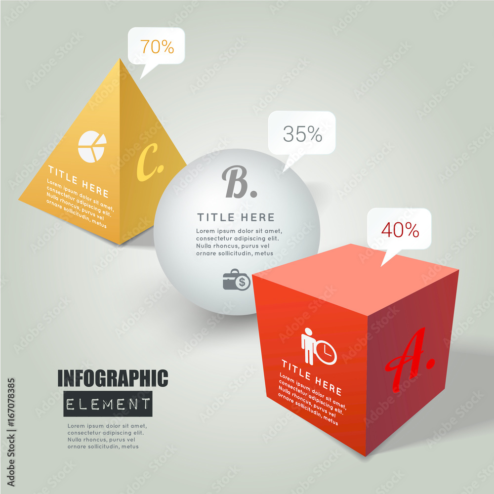 3D geometric modern design number 3 step template.can used for banner ...