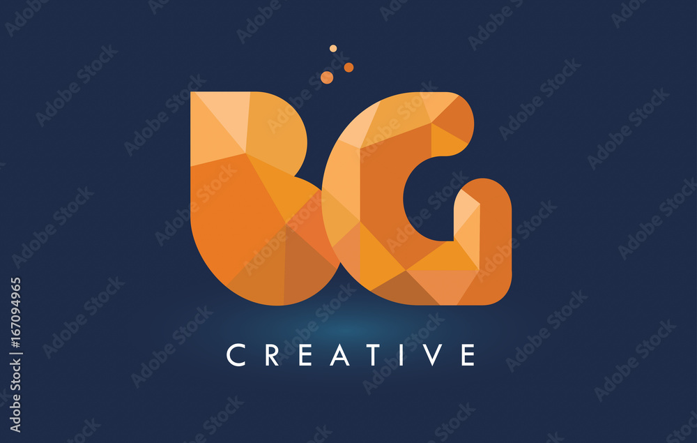 BG Letter With Origami Triangles Logo. Creative Yellow Orange Origami ...
