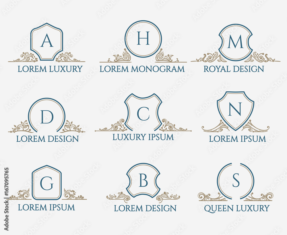 Decorative ornament text signs for luxury logo or classic signage with ...