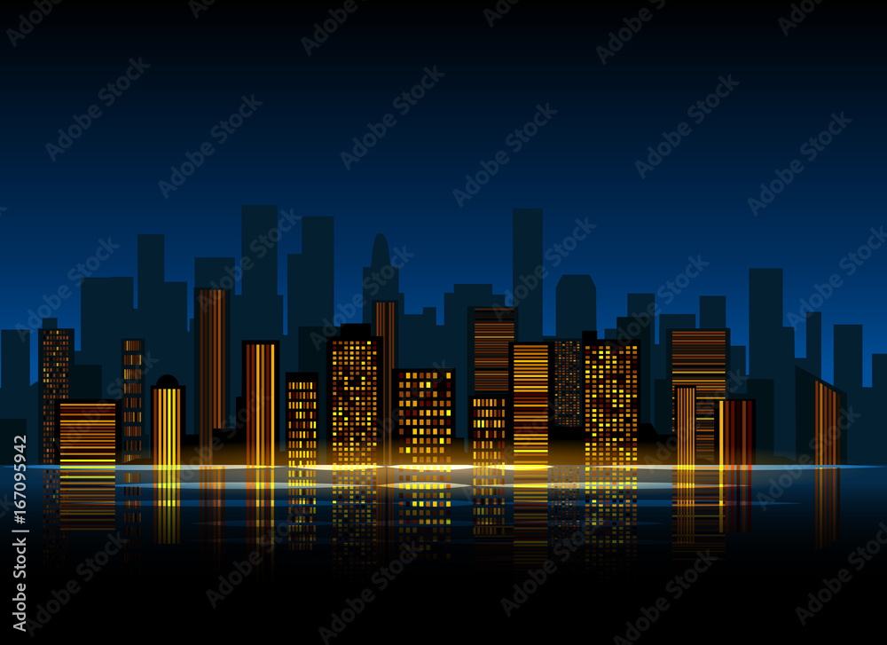 Night Cityscape Vector