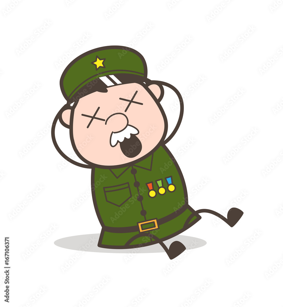 Cartoon Sergeant Dizzy Face Expression Vector Stock Vector | Adobe Stock