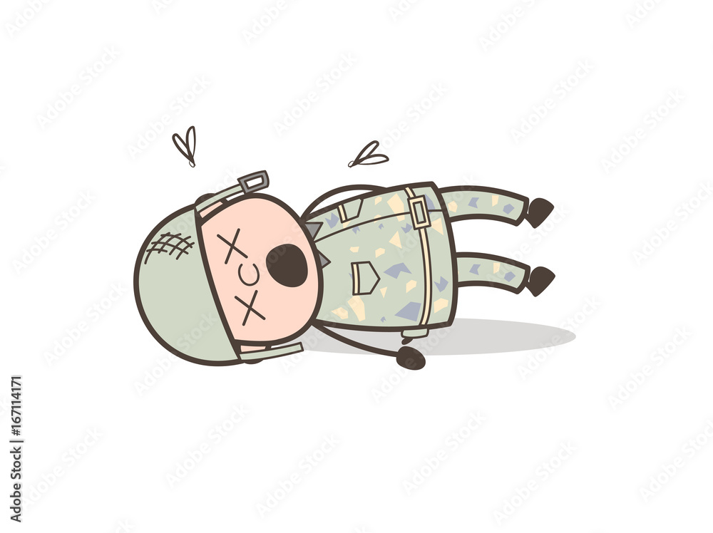 Cartoon Died Army Man Vector Illustration Stock Vector | Adobe Stock