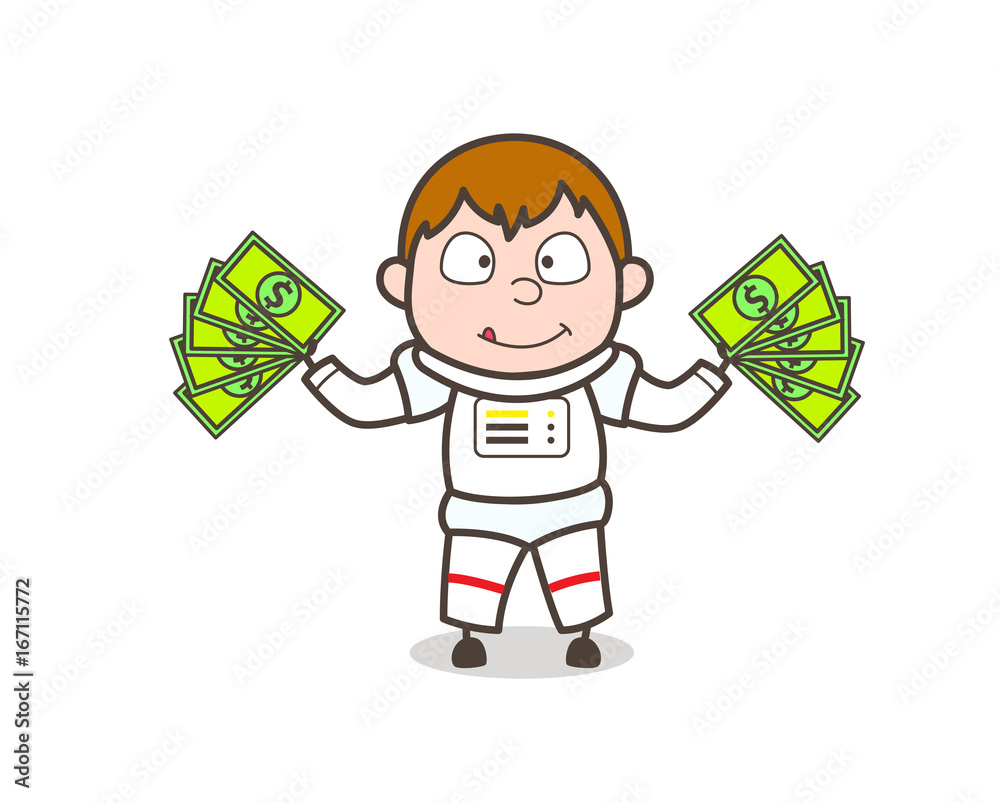 Cartoon Astronaut Showing Money Vector Illustration Stock Vector ...