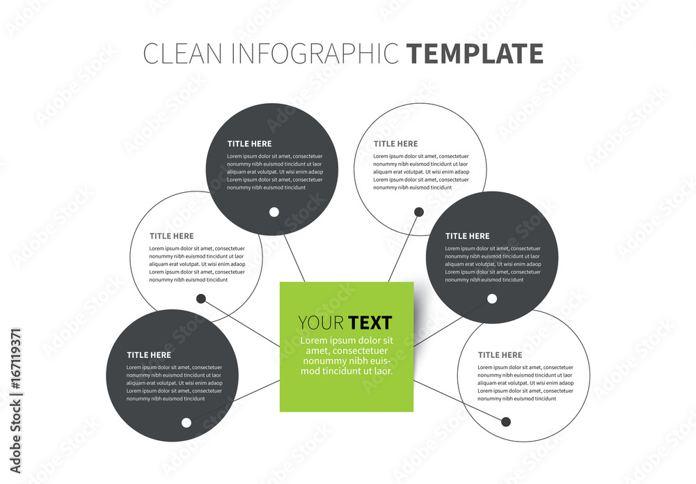 Seven Section Connected Circles Infographic Layout Stock Template ...