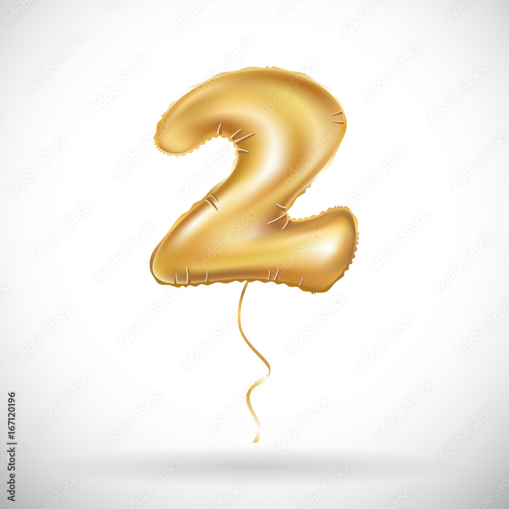 vector Gold balloon font part of number two, 2. couple. twain Stock ...