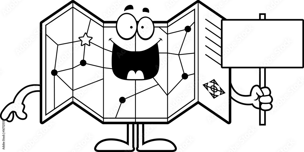 Cartoon Road Map Sign Stock Vector | Adobe Stock